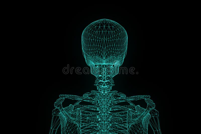Human Skeleton Wireframe Hologram in Motion. Nice 3D Rendering Stock ...