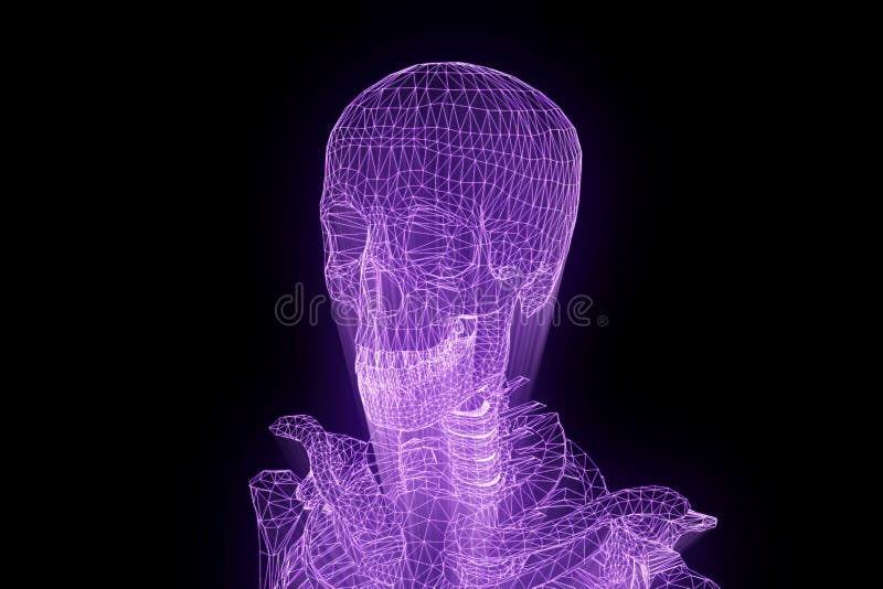 Human Skeleton Wireframe Hologram in Motion. Nice 3D Rendering Stock ...