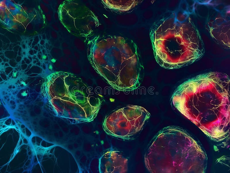 Human Skin Cells Under a Microscope Stock Photo - Image of system ...