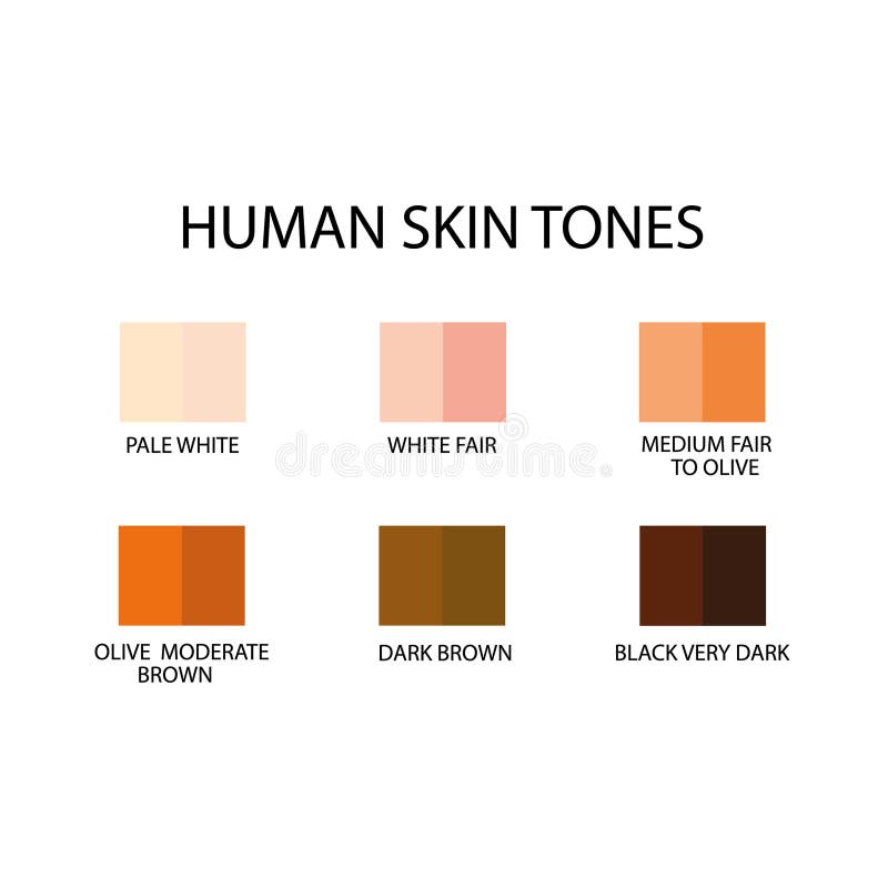 Human Skin Tone Set of Six with Names Stock Illustration - Illustration ...