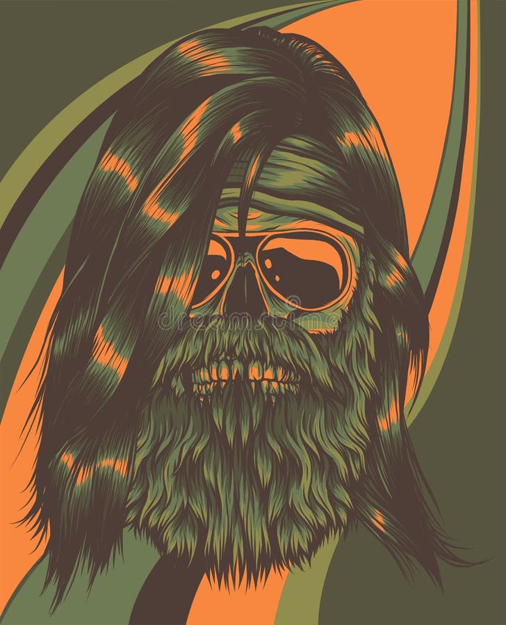 Human Skull with Beard Vector Illustration Design Stock Vector ...