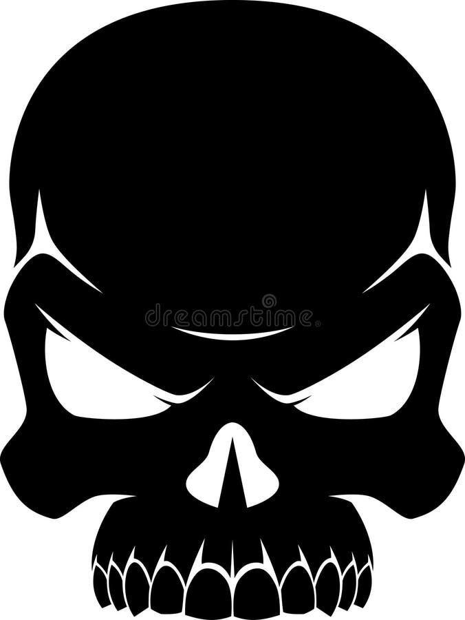 Black And White Human Skull Stock Vector - Illustration of evil, death ...