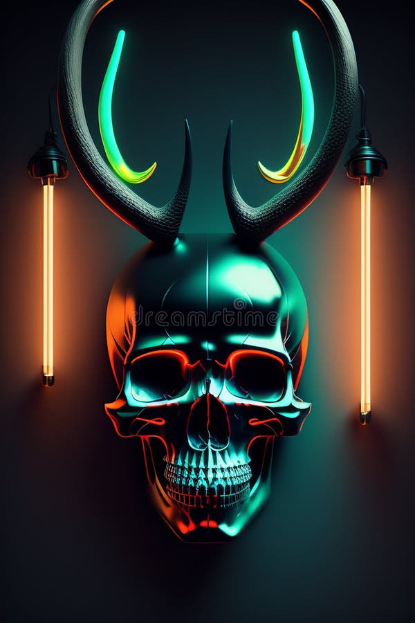 Human Skull Red Flame and Wallpaper. Ai Generated. Stock Illustration ...