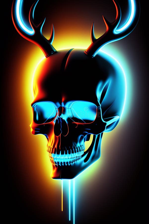Human Skull Red Flame and Wallpaper. Ai Generated. Stock Illustration ...