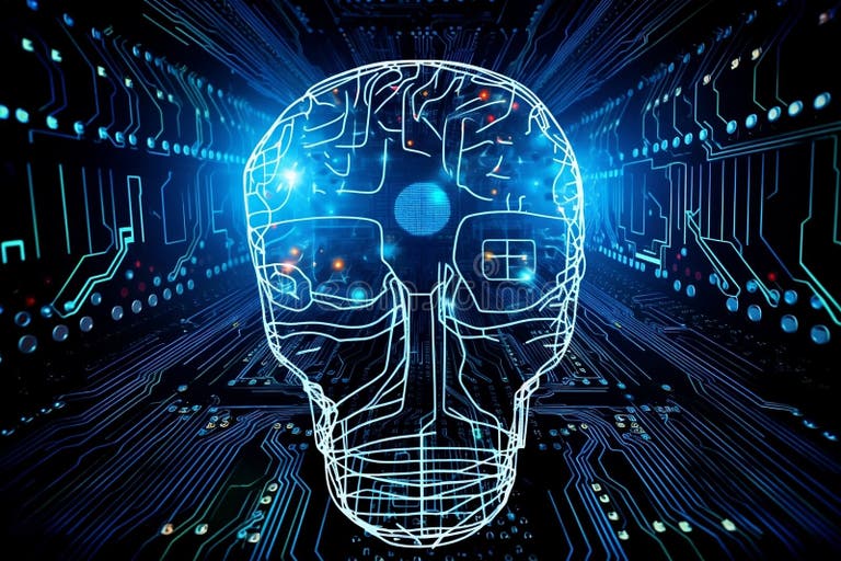 Human Skull with Code. Generative AI. Stock Illustration - Illustration ...