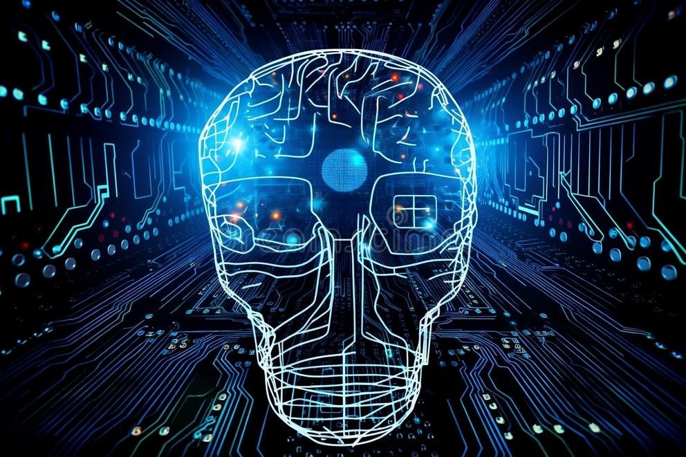 Human Skull with Code. Generative AI. Stock Illustration - Illustration ...