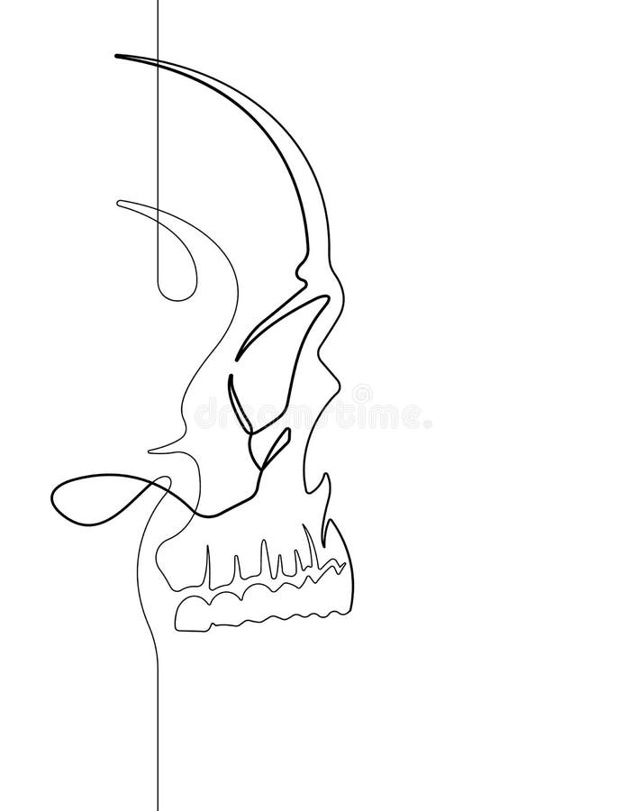 Human Skull Continuous Vector Line Art Illustration Stock Vector ...