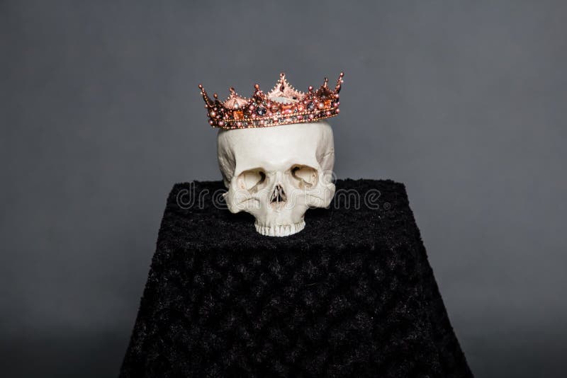 Human Skull with a Crown Lies on the Altar. Stock Photo - Image of ...