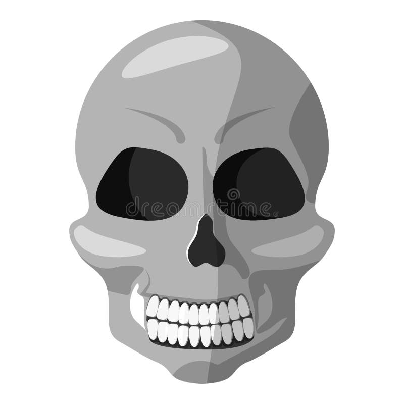Human Skull Icon, Gray Monochrome Style Stock Vector - Illustration of ...