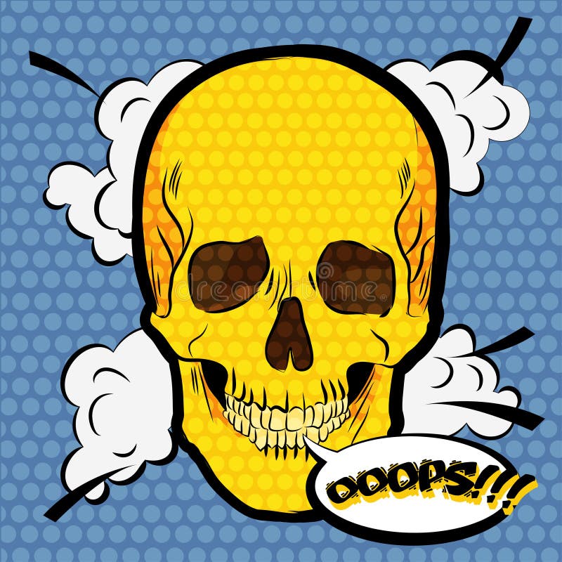 Human Skull Icon. Pop Art Comic Style Illustration. Stock Illustration ...