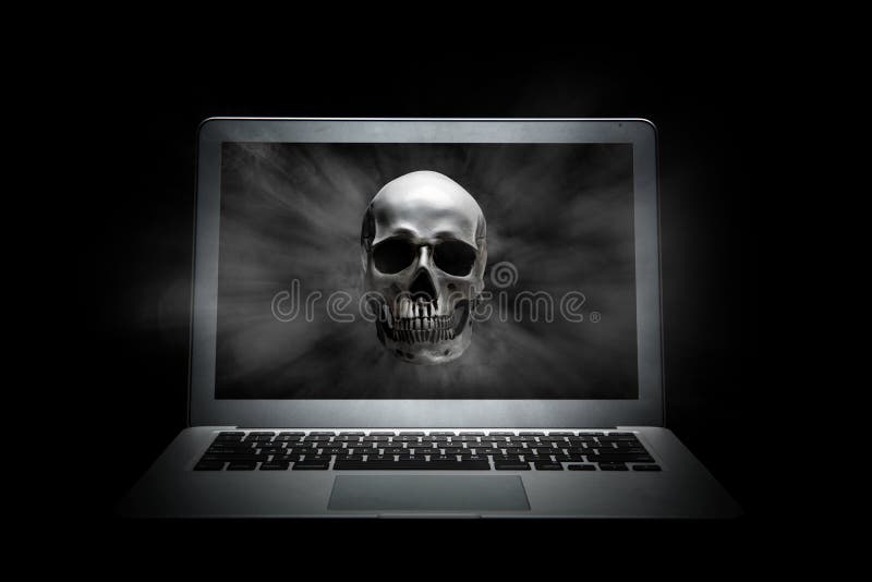Human Skull on Laptop Screen Stock Image - Image of evil, gothic: 160437321