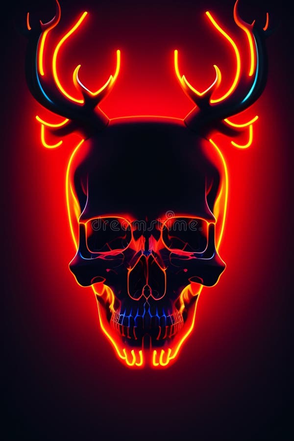 Human Skull Red Flame and Wallpaper. Ai Generated. Stock Illustration ...