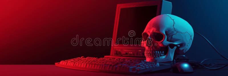 Cybersecurity Risks a Skull and Computer Concept a Human Skull Resting ...