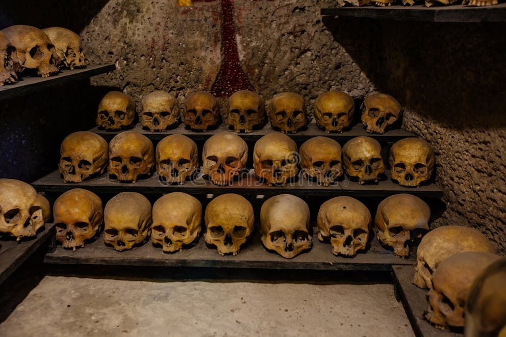 Human Skulls in Old Crypt or Catacombs Stock Image - Image of dead ...