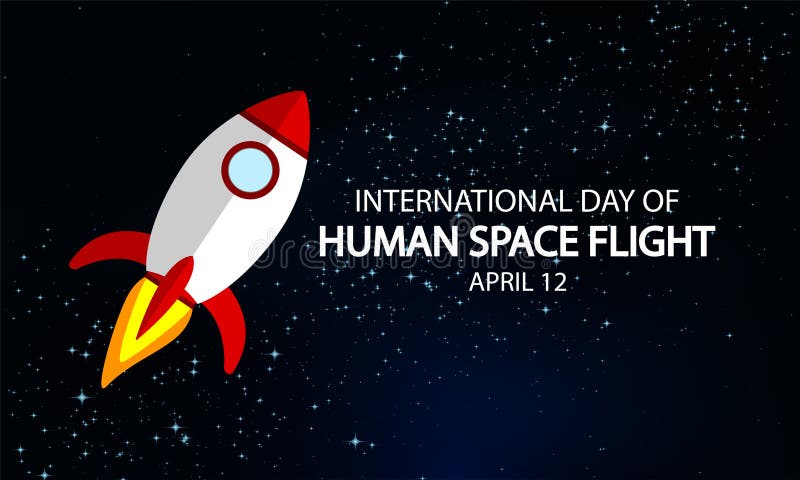 Human Space Flight International Day Rocket in Space Stock Vector ...