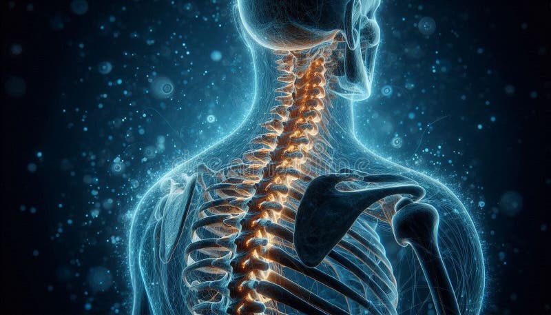 Human Spine and Nerve Cord Anatomy Visualization Stock Illustration ...