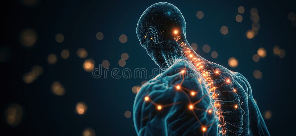 Human Spine and Nervous System Visualization with Glowing Neural ...