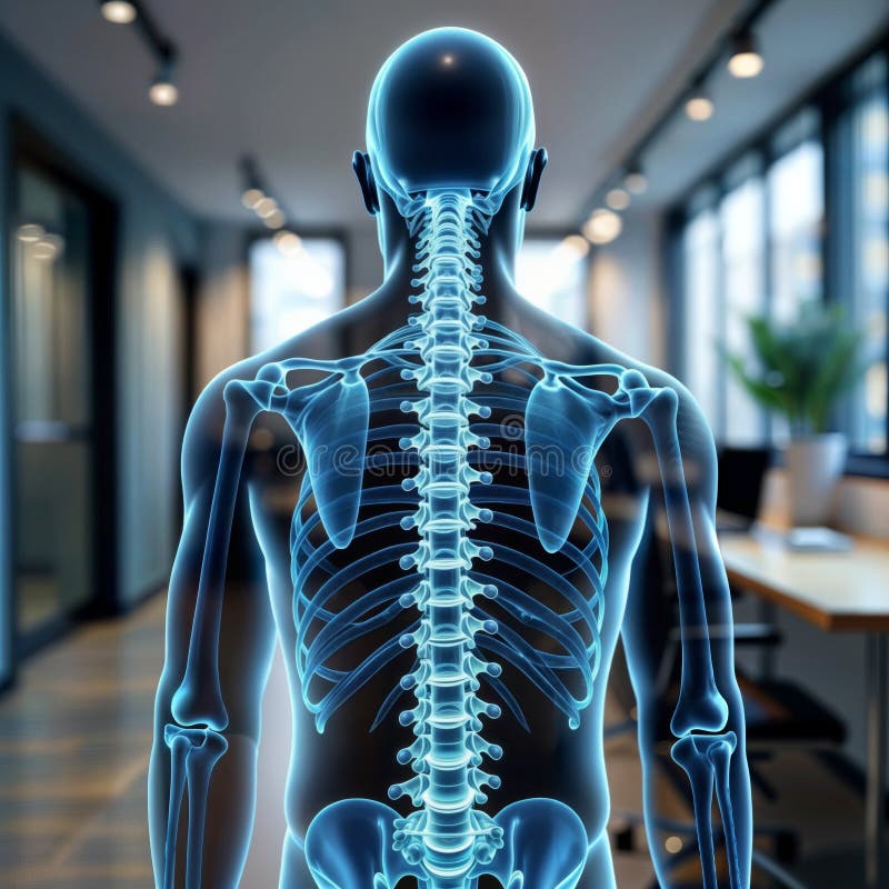 Full Spine Glows in Blue Render, Generative Ai Stock Illustration ...