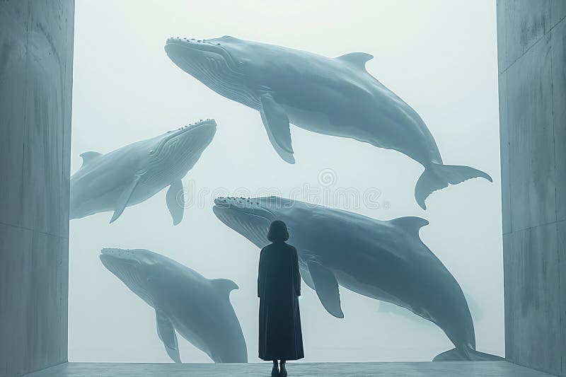 Human Standing on an Edge. Dreamlike Abstract Imaginary Image ...