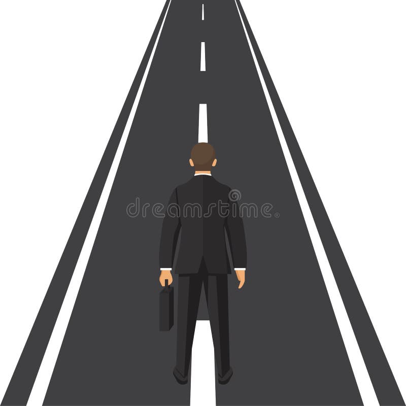Human is Standing on Road Vector Concept. Way Forward. Business ...