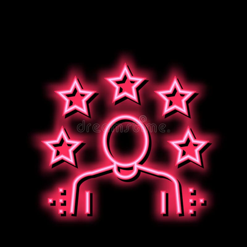 Human with Stars Review Neon Glow Icon Illustration Stock Vector ...