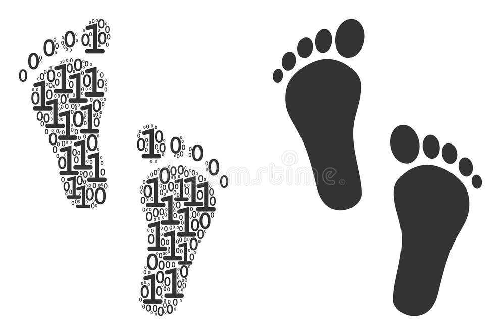 Human Steps Collage of Binary Digits Stock Vector - Illustration of ...