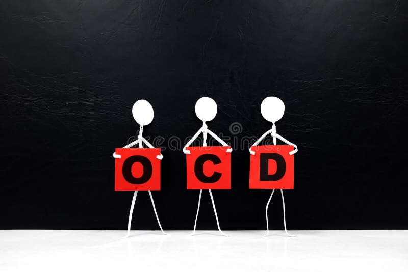 Human Stick Figure Holding Red OCD or Obsessive Compulsive Disorder ...