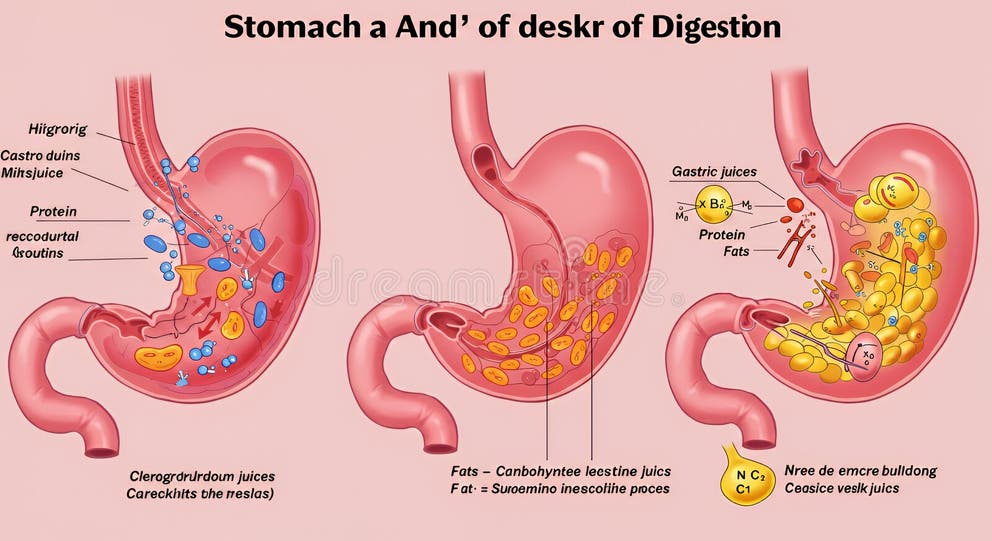 The Human Stomach Anatomy Diagram Demonstrates Digestive Processes ...