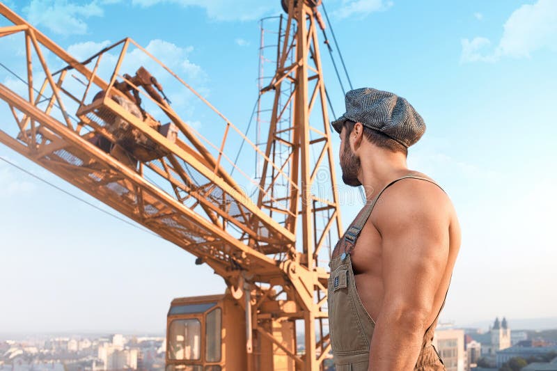 Male Builder at the Construction Stock Photo - Image of building, lunch ...