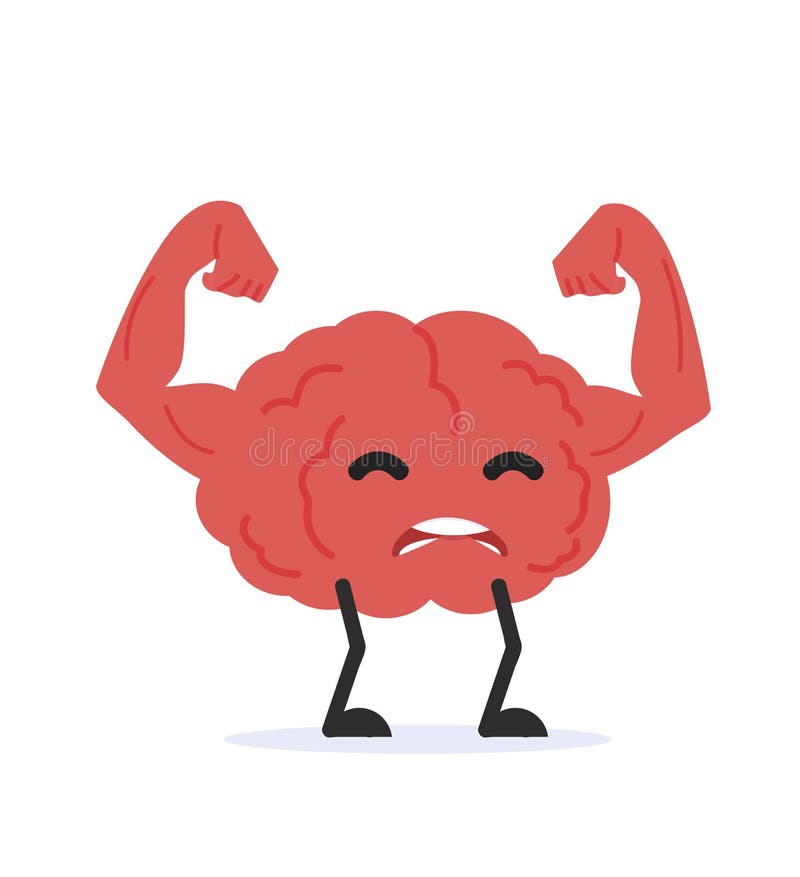 Brain Cartoon Character Happy Flat Stock Vector - Illustration of ...