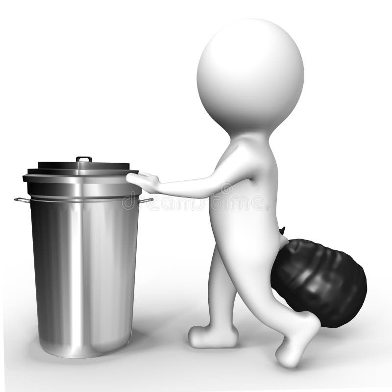 Human Taking the Trash Out - a 3d Image Stock Illustration ...