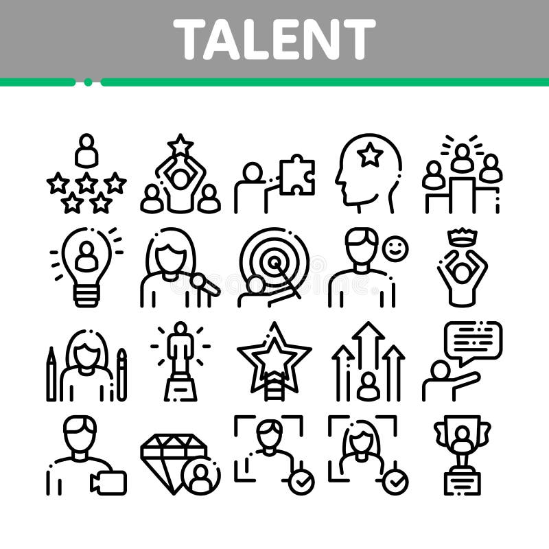 Human Talent Collection Elements Icons Set Vector Stock Vector ...