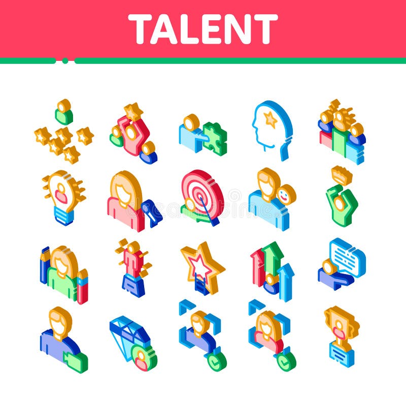 Human Talent Isometric Elements Icons Set Vector Stock Vector ...