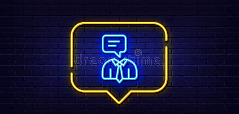 Human Talking Line Icon. Conversation Sign. Neon Light Speech Bubble ...