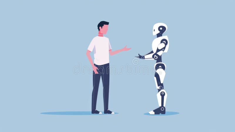 A Human Talking To a Robotic Artificial Intelligence. Stock Photo ...