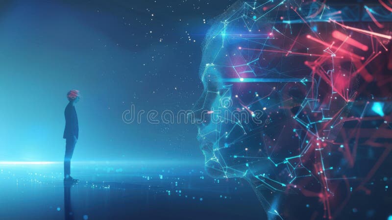 A Human Talking To a Robotic Artificial Intelligence. Stock Photo ...