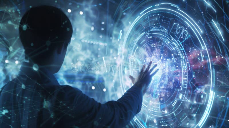 A Human Talking To a Robotic Artificial Intelligence. Stock Image ...