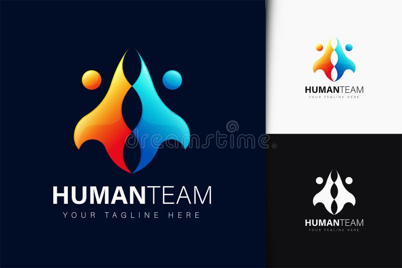 Human Team Logo Design with Gradient Stock Vector - Illustration of ...