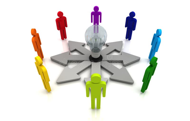 Human Teamwork Direction Concept Light Bulb Link Colorful White ...