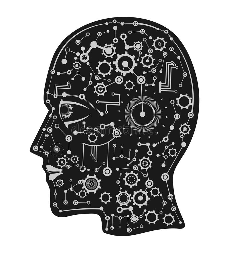 Human tech face draw stock vector. Illustration of human - 290268929