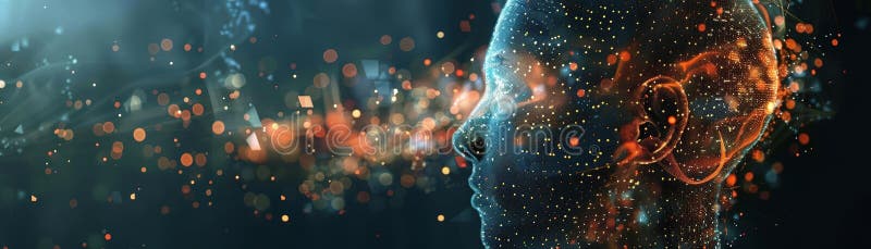 Human and Technology Integration Visualized through Abstract Art Stock ...