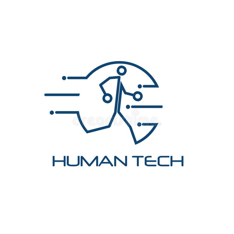 Human Technology Logo Template, Flat Design. People Run in Circles ...