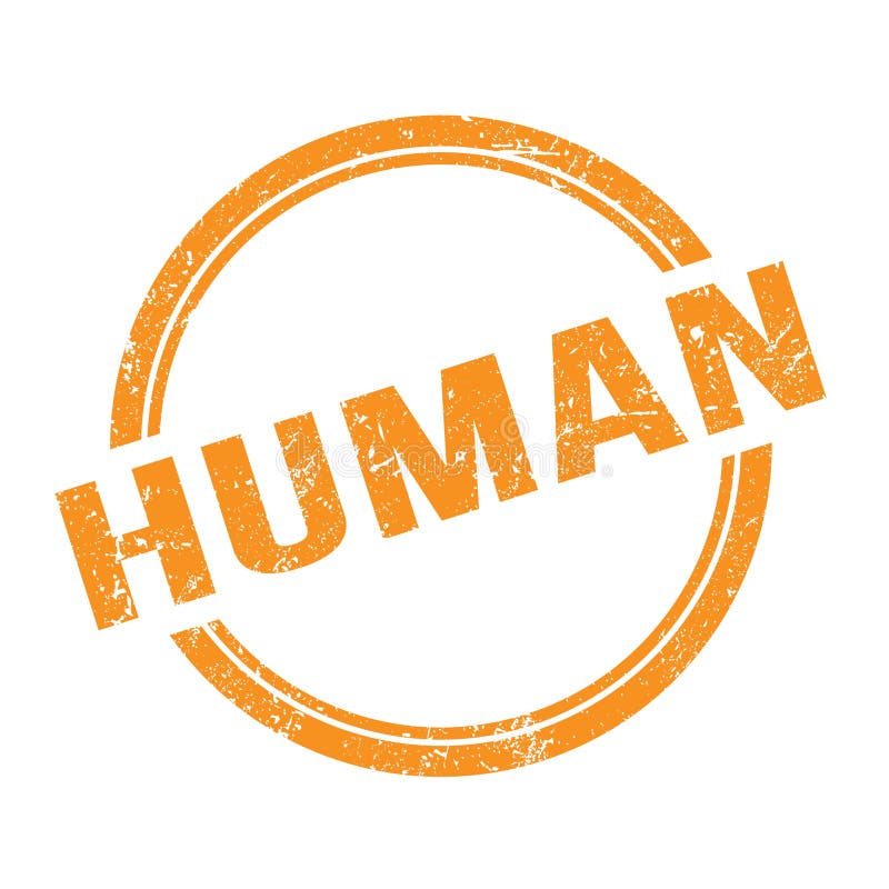HUMAN Text Written on Orange Grungy Round Stamp Stock Illustration ...