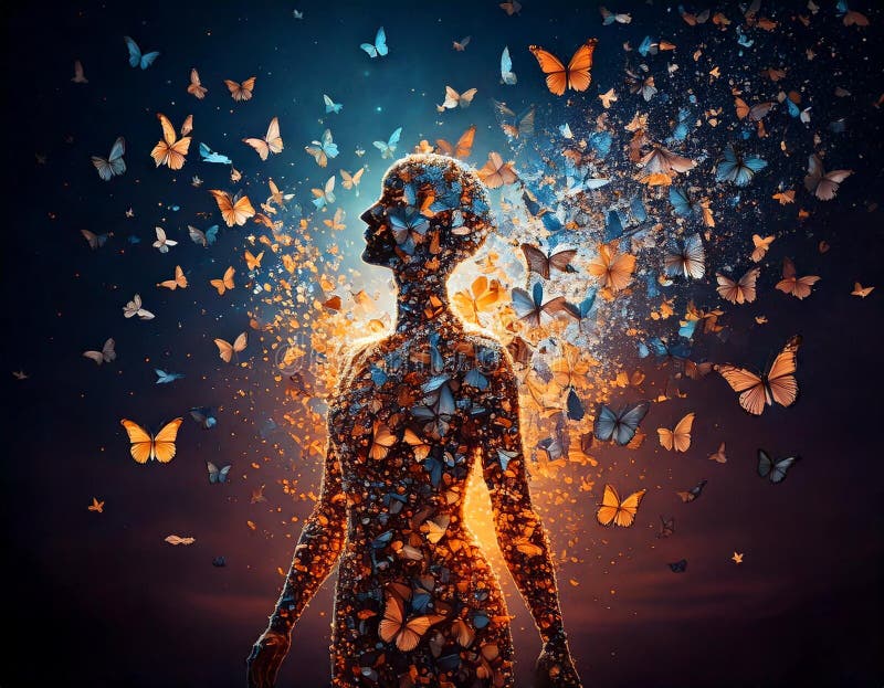 The Human To Butterfly Transition Stock Illustration - Illustration of ...