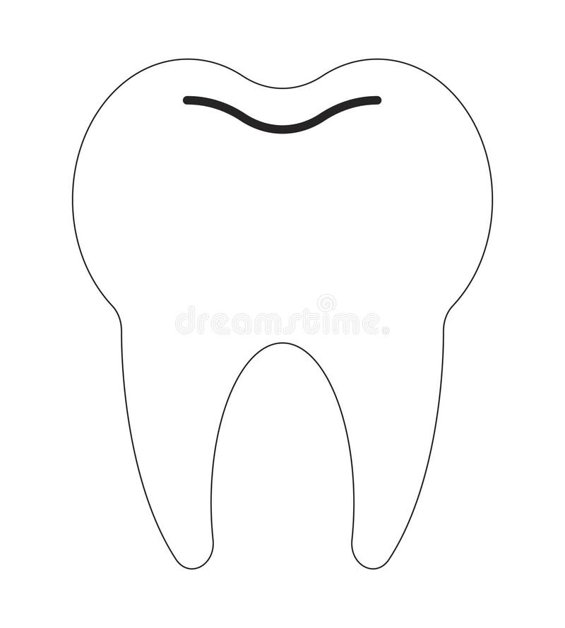 Human Tooth Flat Line Black White Vector Object Stock Vector ...