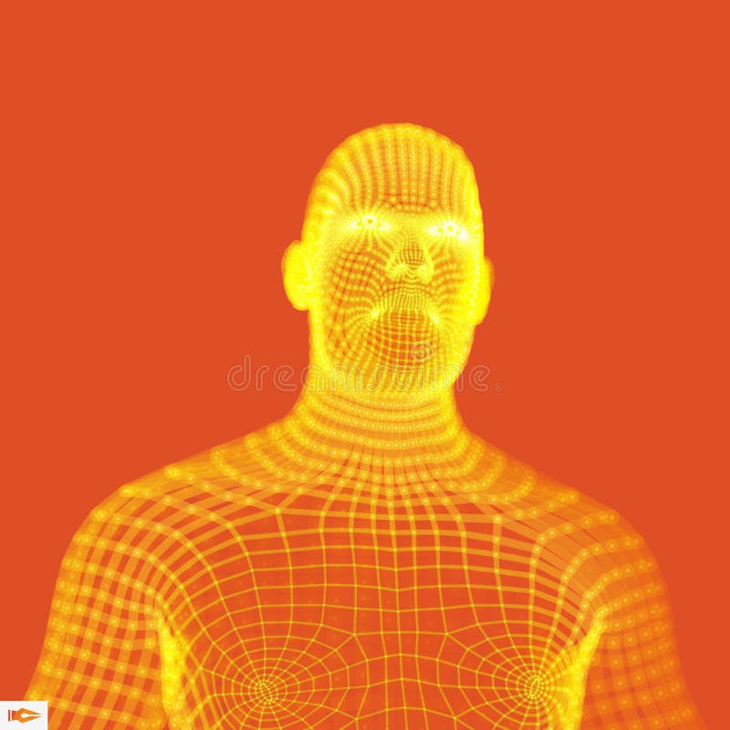Human Torso on Blue Background. Head of the Person from a 3d Grid ...