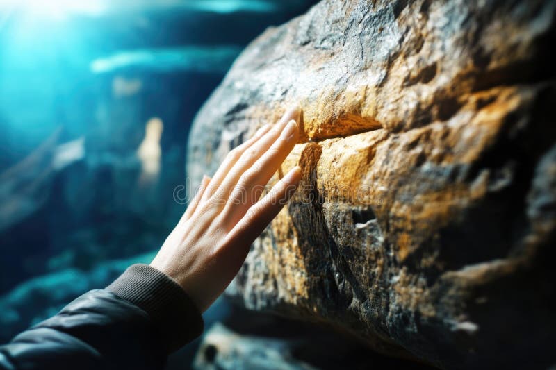 Human Touch on a Rocky Surface in an Underwater Environment Stock Photo ...