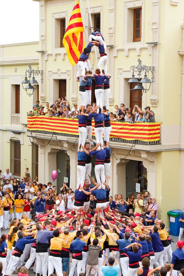 Castellers Barcelona, Spain. Human Pyramid Editorial Stock Image ...