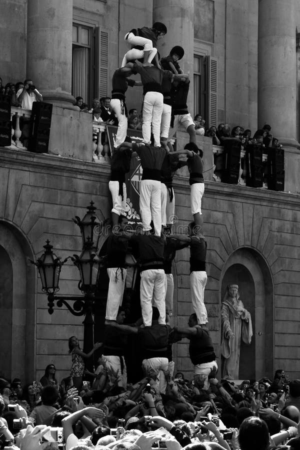 Human Towers or Castel Human- Barcelona Editorial Stock Image - Image ...
