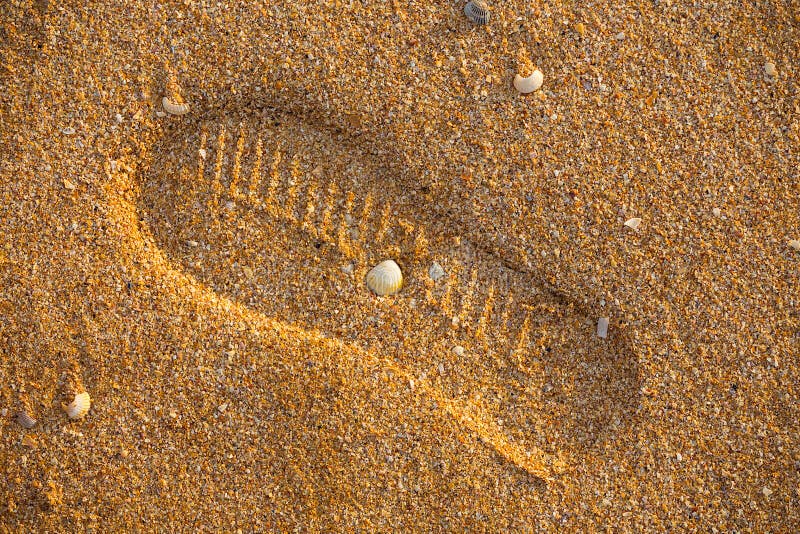 Track of Human Footprints on Undulated Sand Dune. Stock Image - Image ...